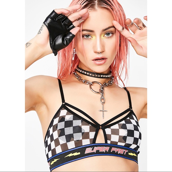 Dolls Kill | Tops | Current Mood No Speed Limit Checkered Bra Top | Poshmark